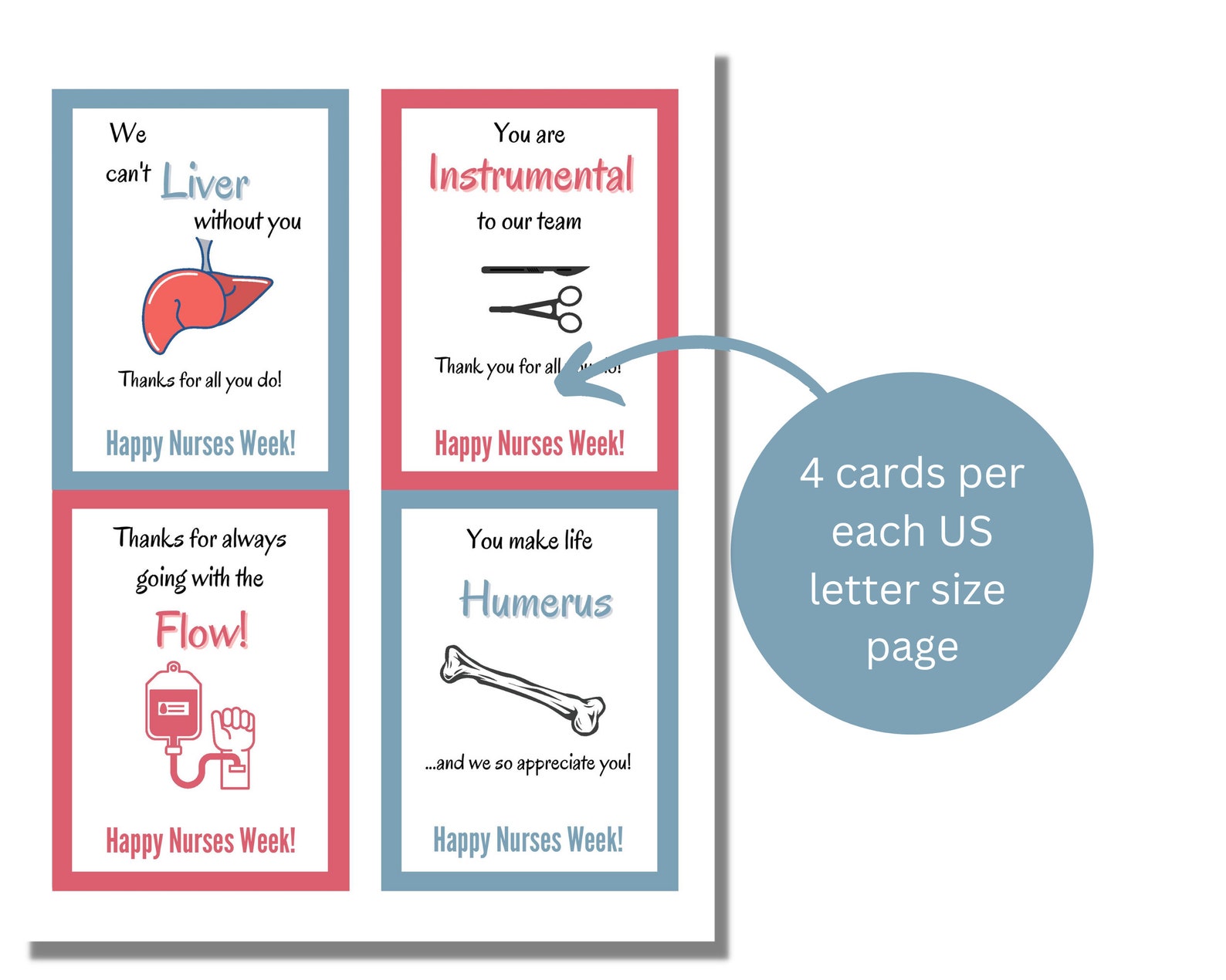 Nurses Week Printable Gift Tags, Nurses Week Funny Medical Cards, Nurse ...