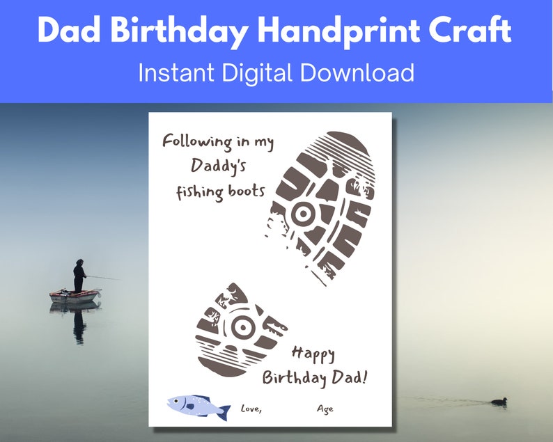 Dad Birthday Handprint Footprint Art Printable Card Dad Gift - Etsy
