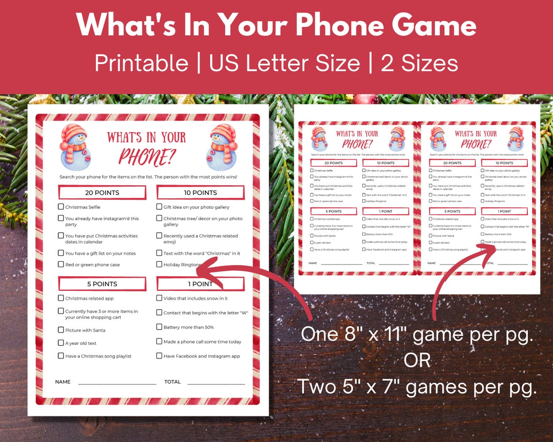 What's in Your Phone Christmas Party Game Christmas Cell Phone Game ...