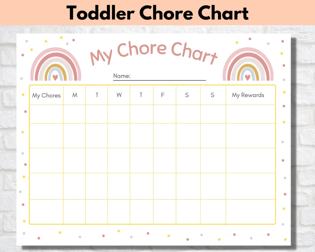 Chore Chart for Toddler Printable, Responsibility Chart for Kids ...