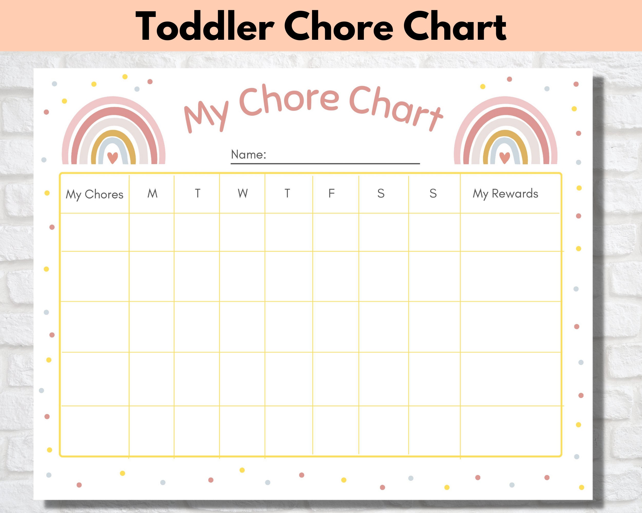 Chore Chart for Toddler Printable, Responsibility Chart for Kids ...