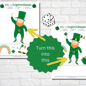 Roll a Leprechaun Dice Game for Kids, St. Patrick's Day Printable Game ...