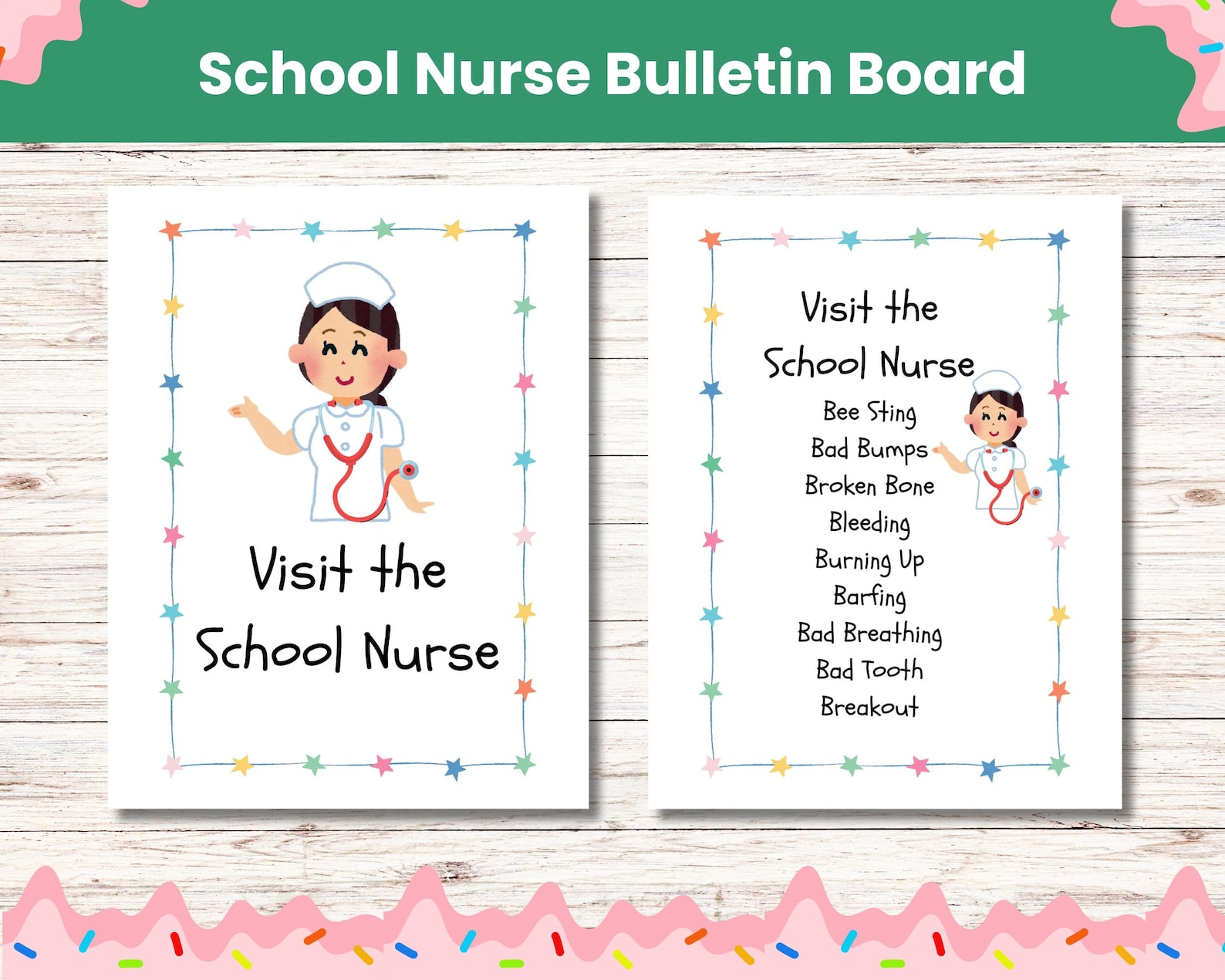 School Nurse Bulletin Board Kit, When to Visit the School Nurse Posters ...