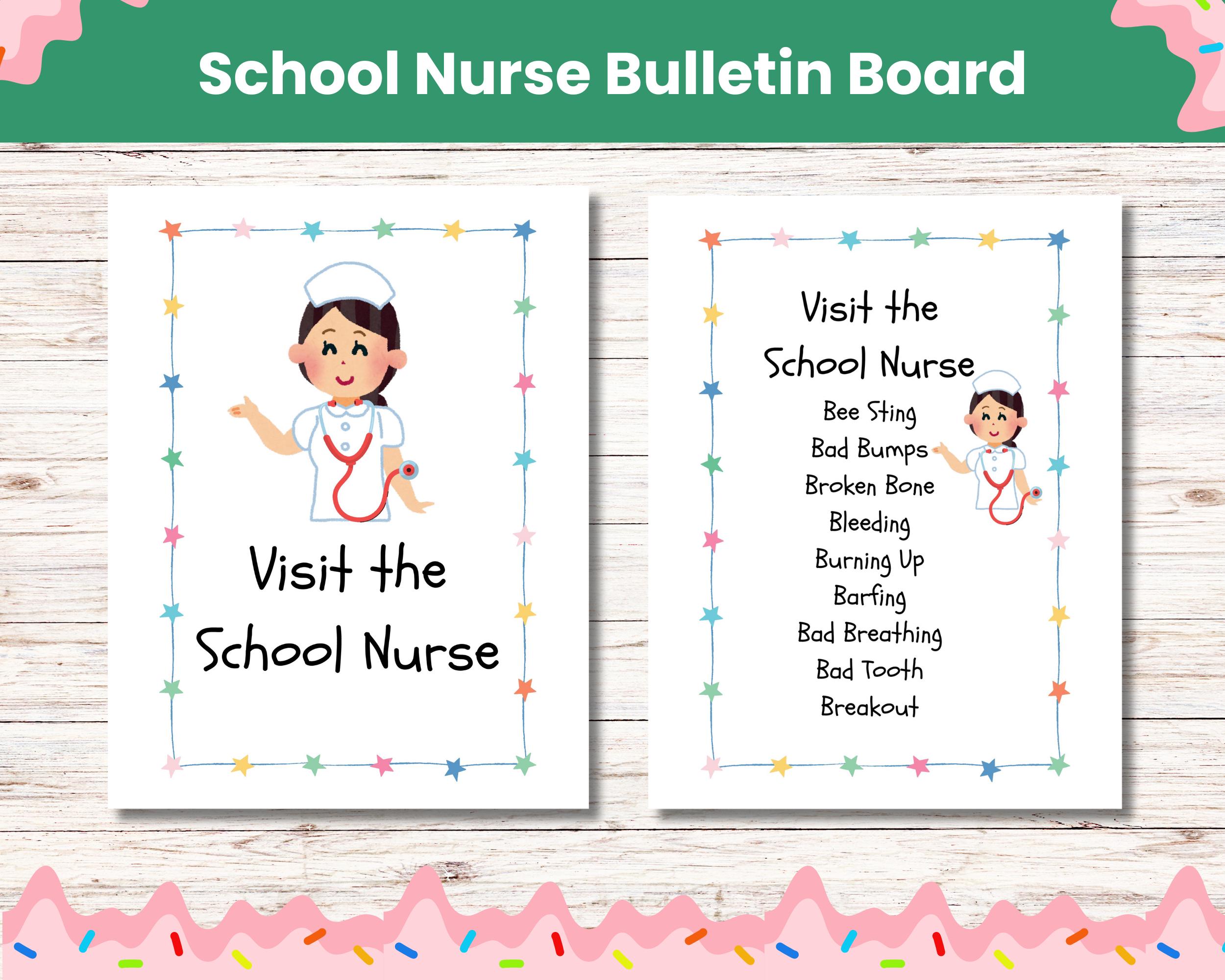 School Nurse Bulletin Board Kit, When to Visit the School Nurse Posters ...