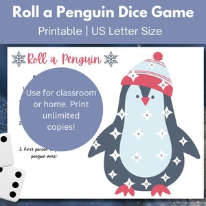 Roll a Penguin Dice Game for Kids | Winter Activity Printable Candy ...