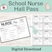 School Nurse Printable Office Pass, Elementary School Nurse Office ...
