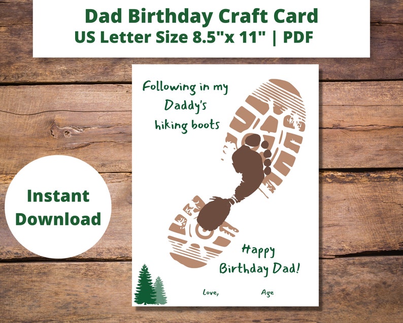 Dad Birthday Handprint Art Printable Card Footprint Art Dad - Etsy