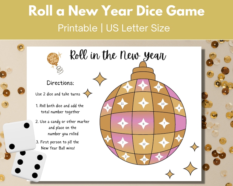 Roll a New Year Candy Dice Game for Kids & Adults | Winter Table Game ...
