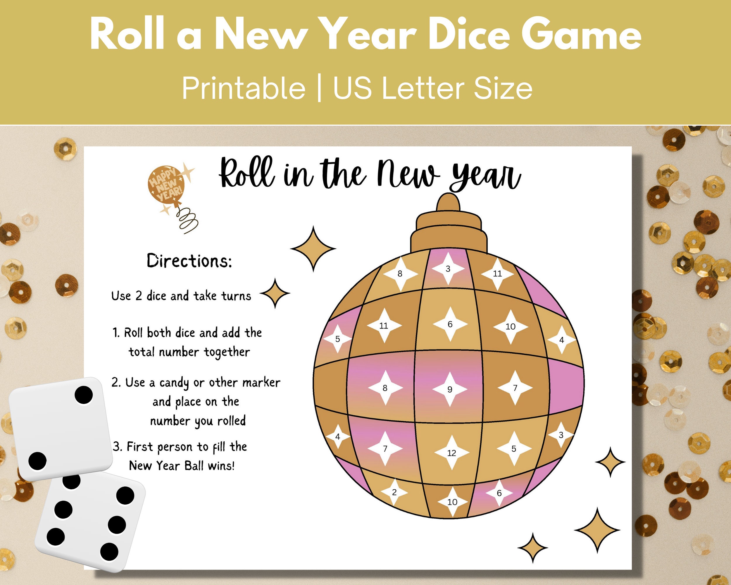 Roll a New Year Candy Dice Game for Kids & Adults | Winter Table Game ...