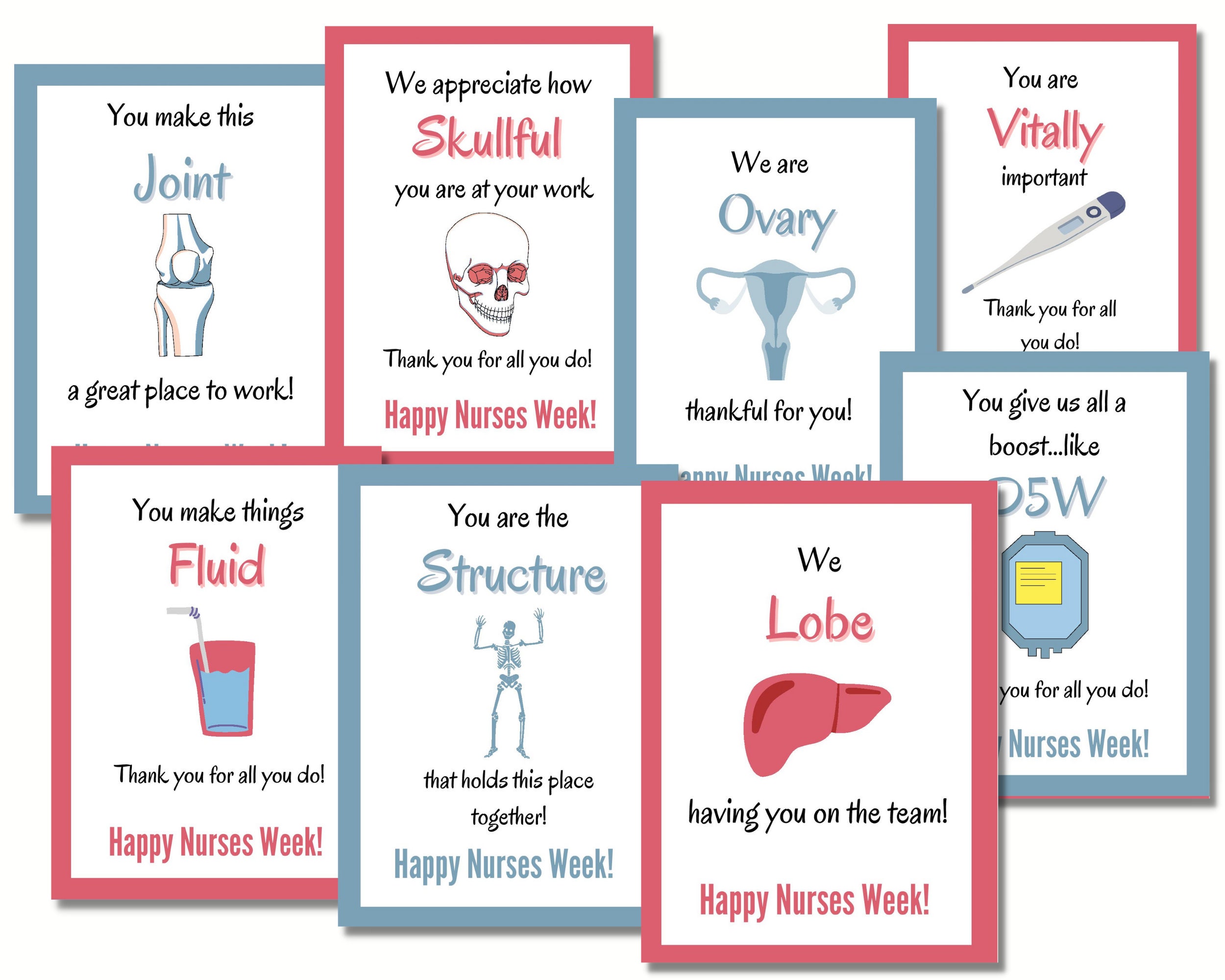 Nurses Week Printable Gift Tags, Nurses Week Funny Medical Cards, Nurse ...
