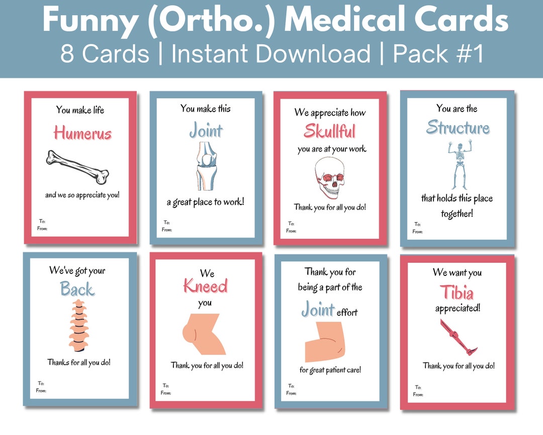Funny Orthopedic Medical Cards for Doctors, Nurses, CNA, NP, PA ...