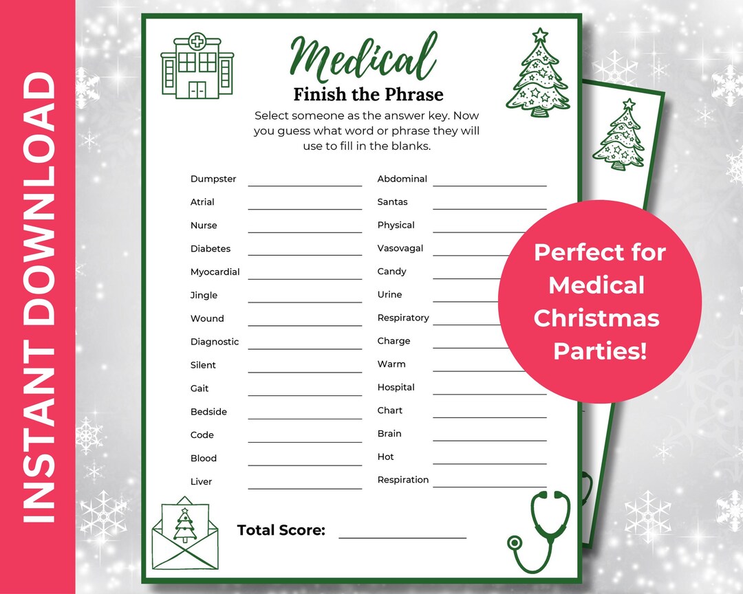Christmas Medical Finish the Phrase Game, Fun Christmas Game ...