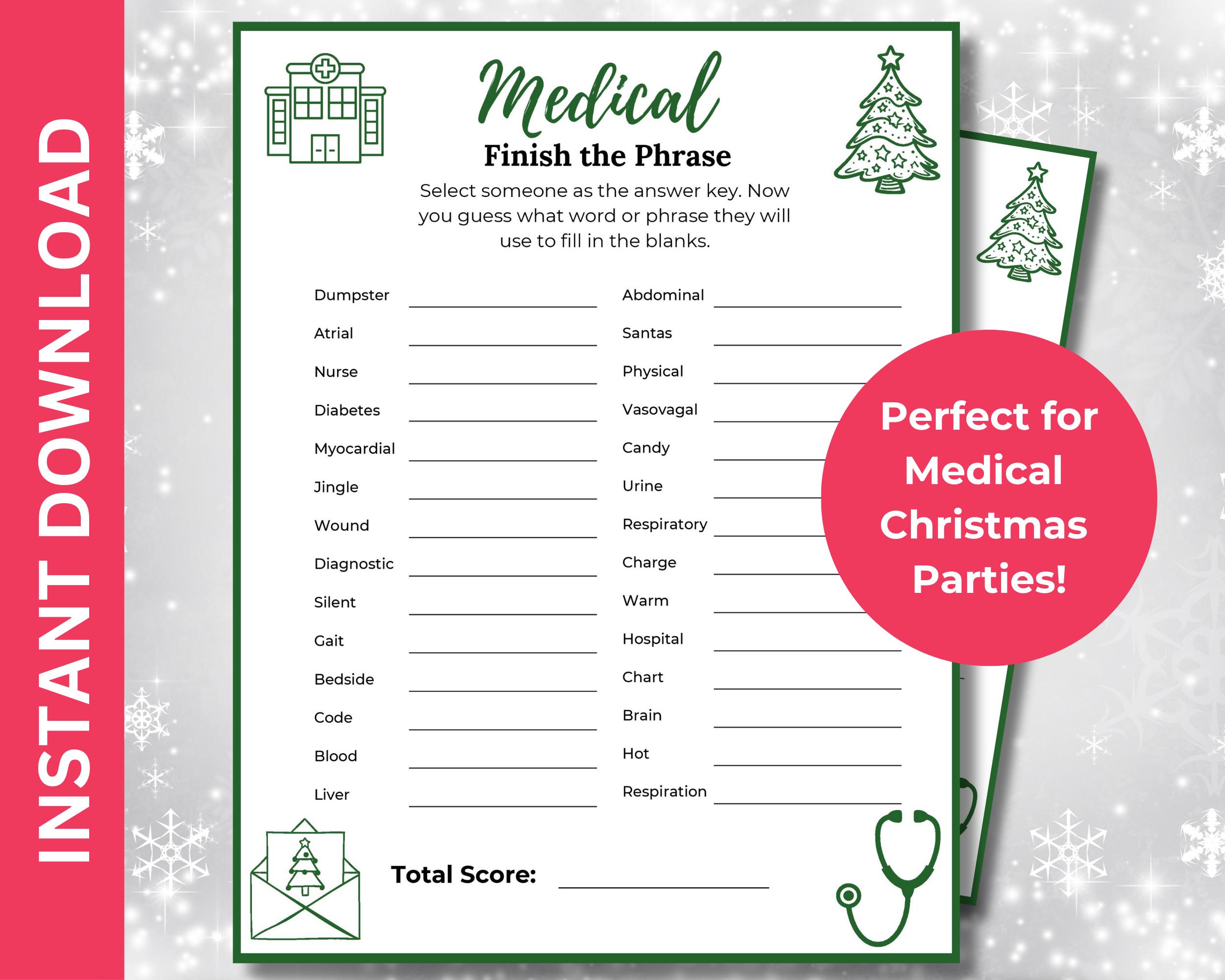 Christmas Medical Finish the Phrase Game, Fun Christmas Game ...