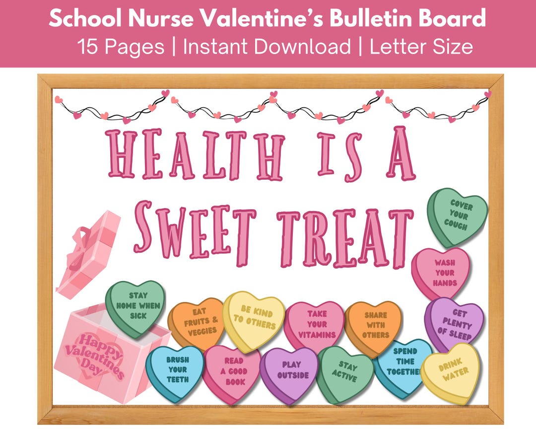 School Nurse Valentine's Day Bulletin Board, Teacher Bulletin Board Kit ...
