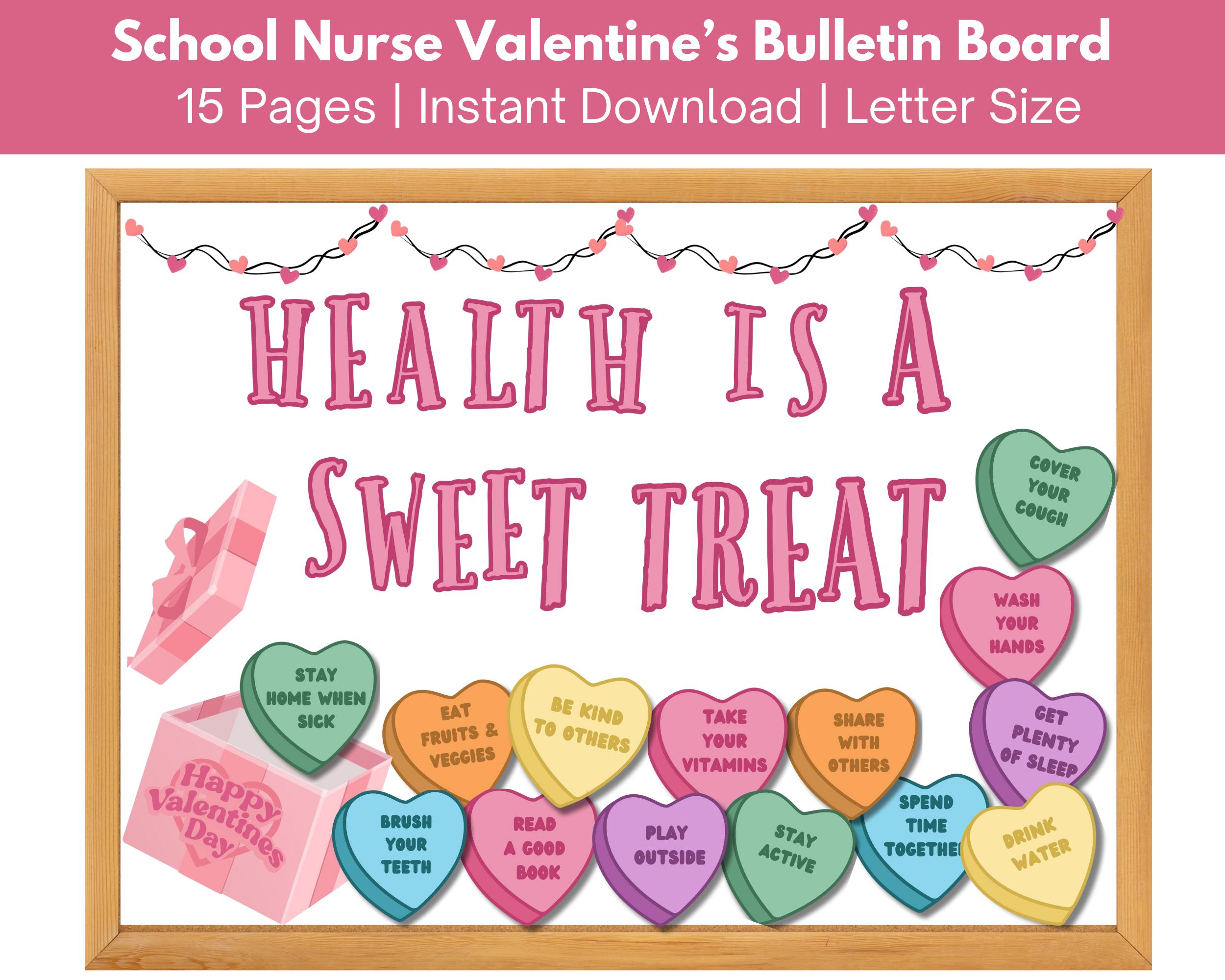 School Nurse Valentine's Day Bulletin Board, Teacher Bulletin Board Kit ...