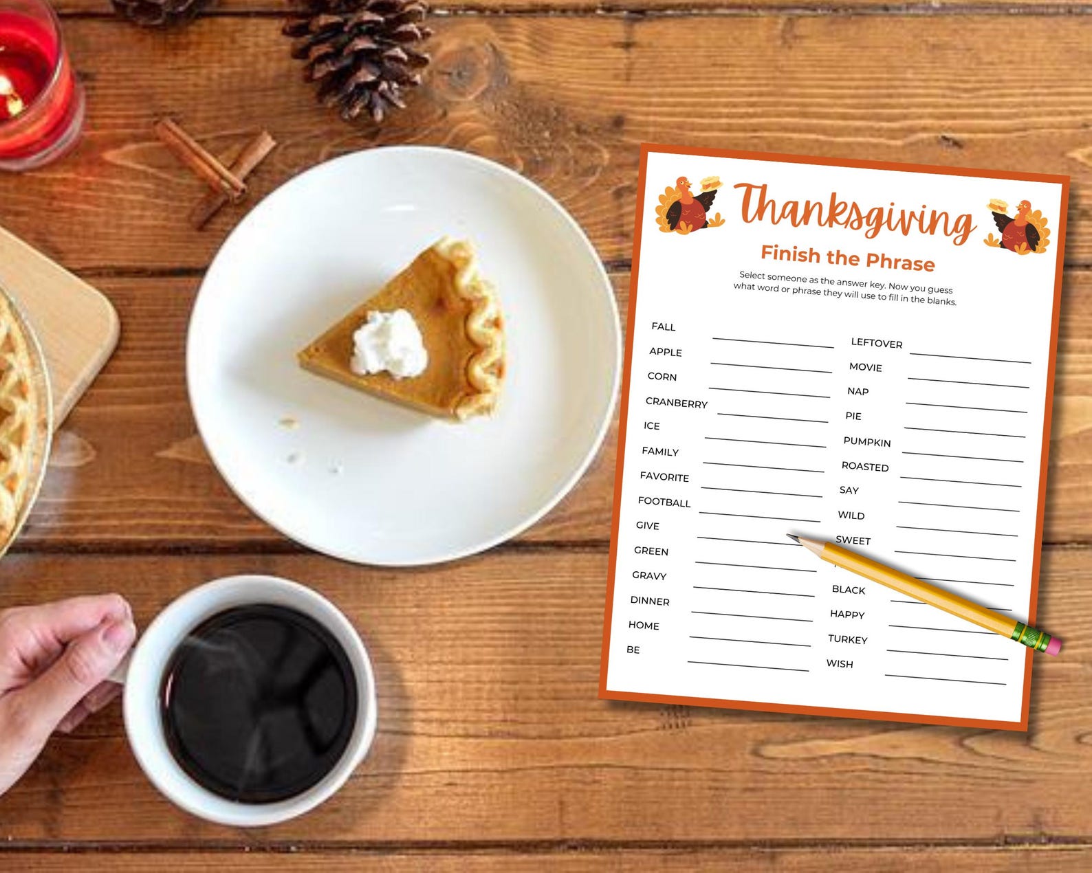 Thanksgiving Finish the Phrase Game, Finish My Phrase, Friends ...