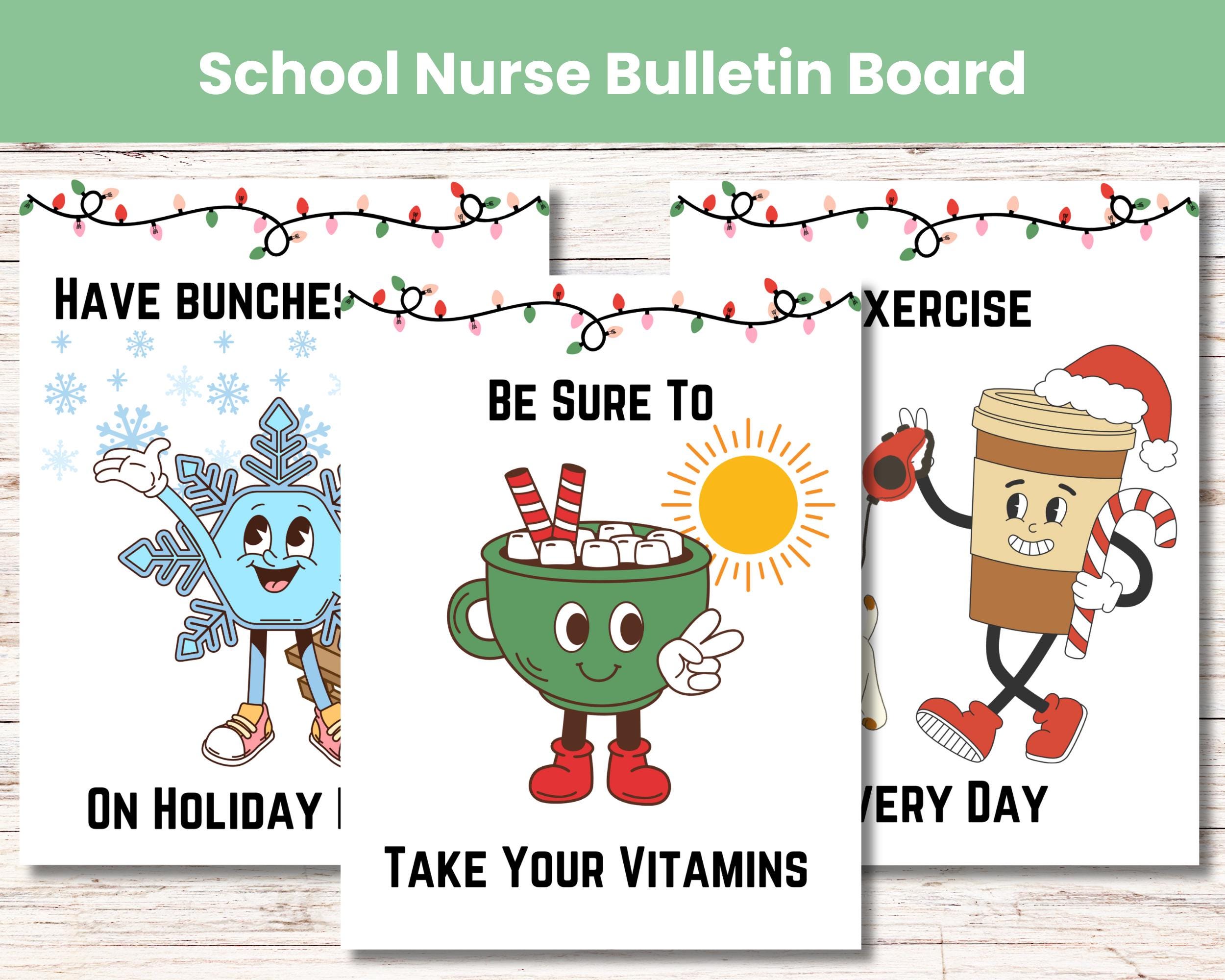 School Nurse Christmas Bulletin Board Kit, Office Decor for Christmas ...
