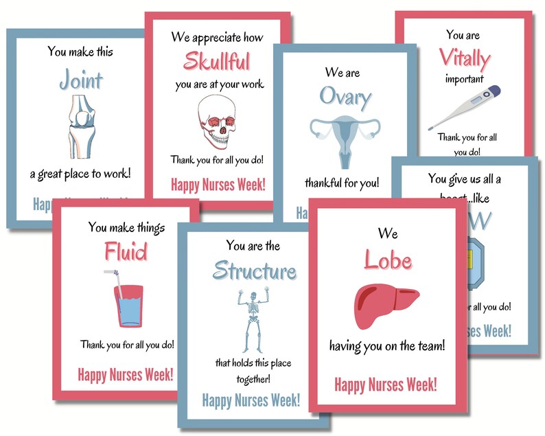 Nurses Week Printable Gift Tags, Nurses Week Funny Medical Cards, Nurse ...