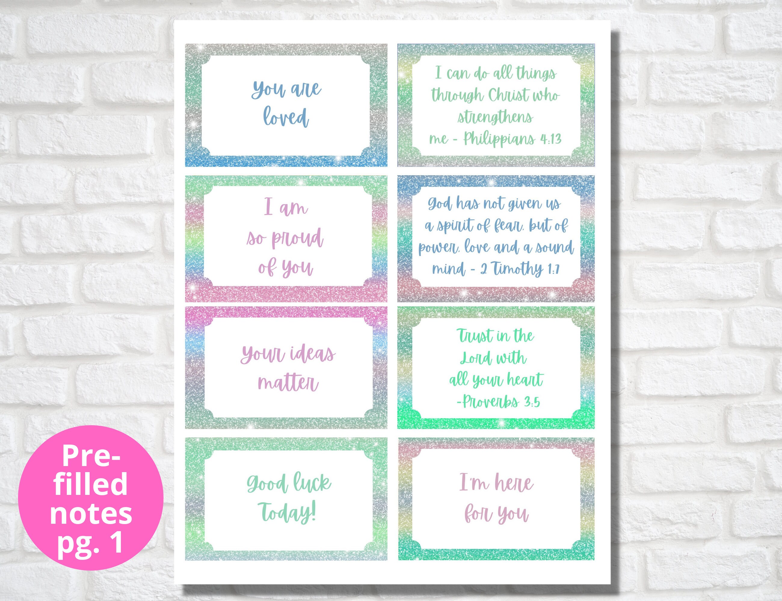 Lunchbox Notes, Printable Lunch Box Notes for Girls, Kids Affirmation ...