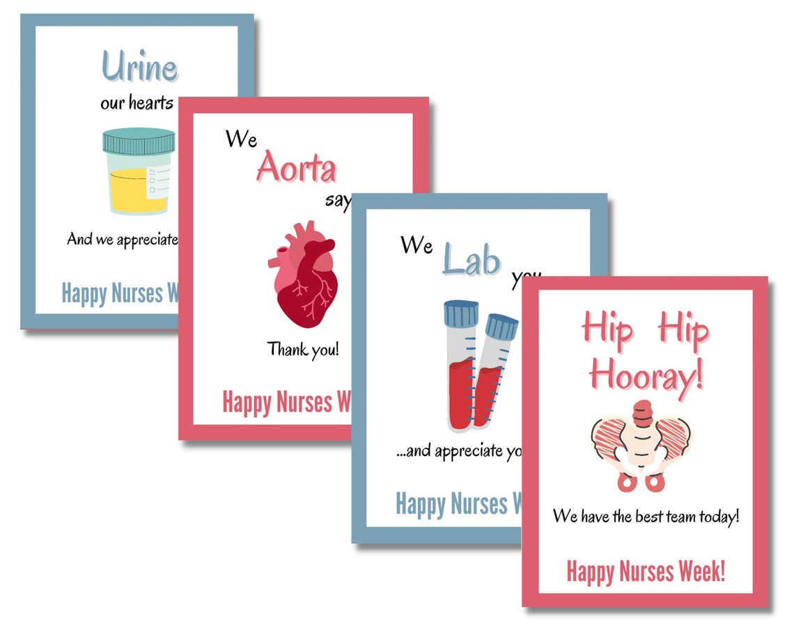 Nurses Week Printable Gift Tags, Nurses Week Funny Medical Cards, Nurse ...