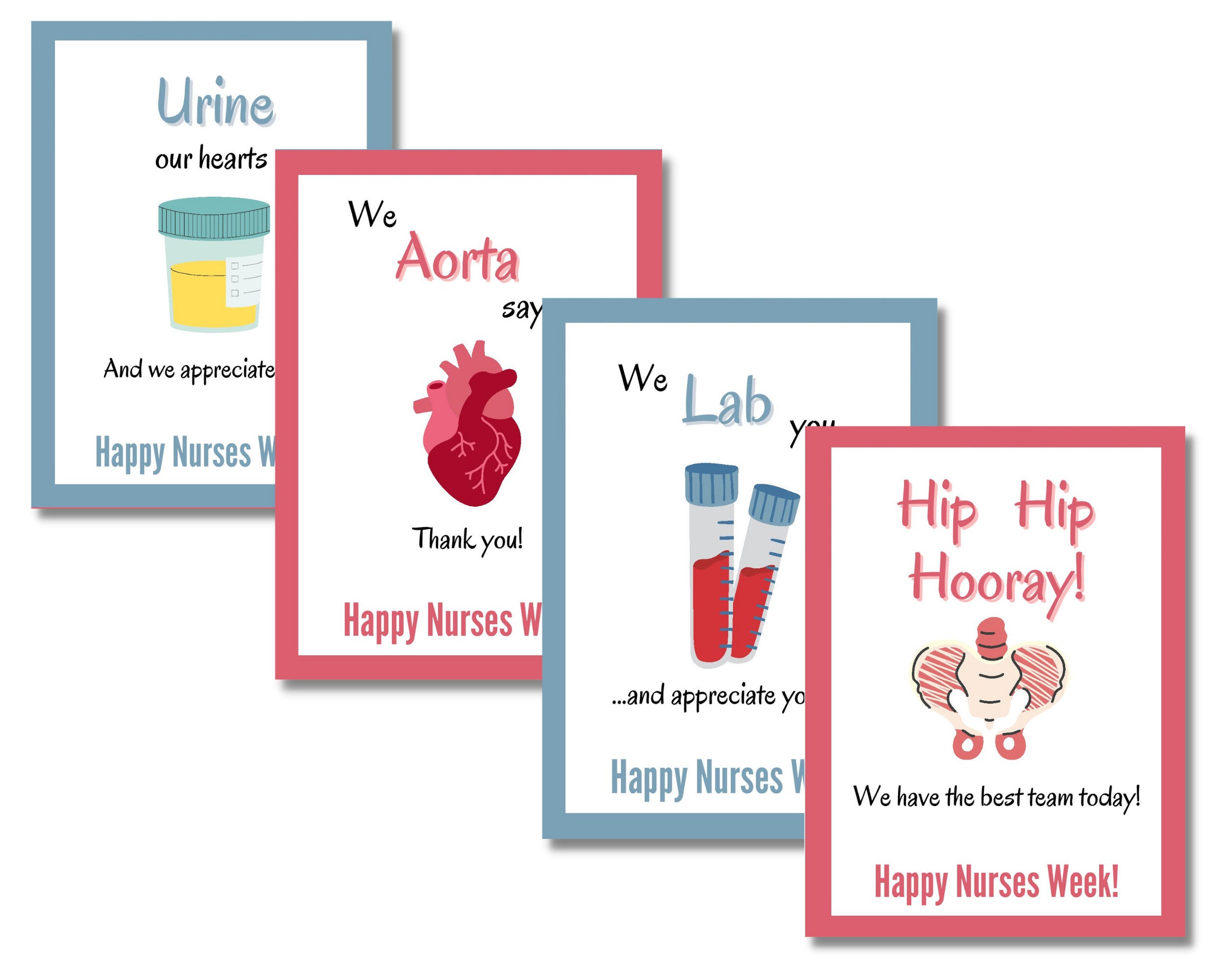 Nurses Week Printable Gift Tags, Nurses Week Funny Medical Cards, Nurse ...