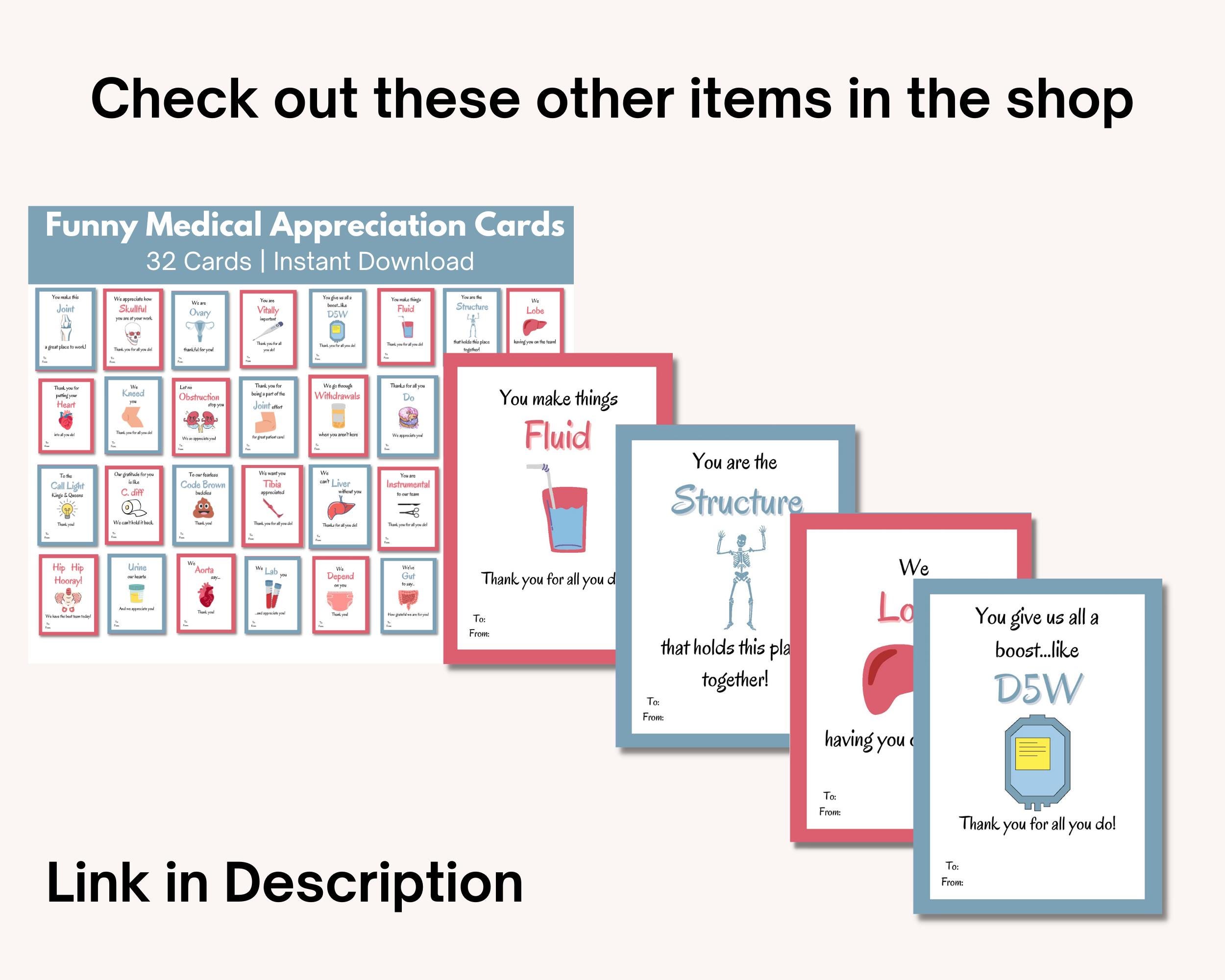 Funny Physical Therapy Cards and Poster Appreciation Bundle, Physical ...