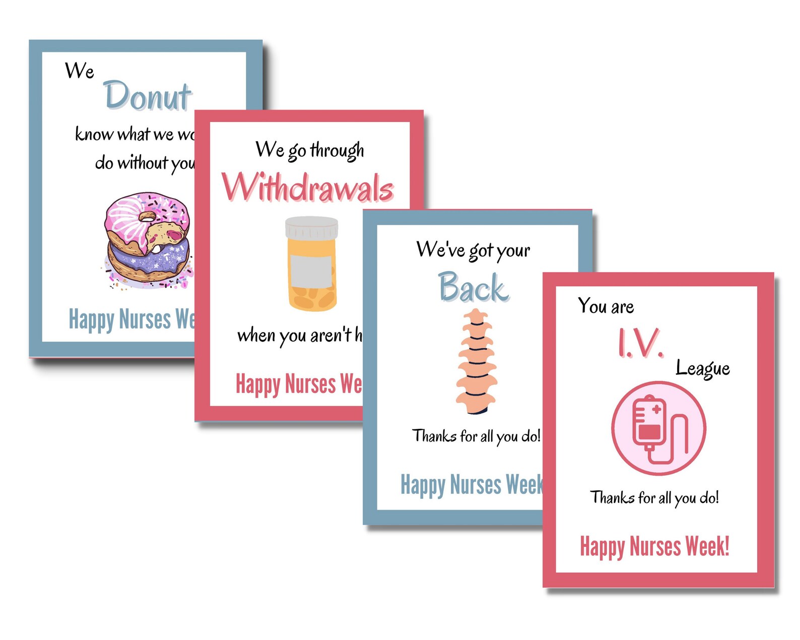 Nurses Week Printable Gift Tags, Nurses Week Funny Medical Cards, Nurse ...