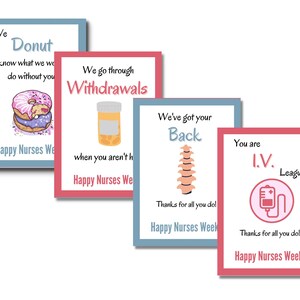 Nurses Week Printable Gift Tags, Nurses Week Funny Medical Cards, Nurse ...