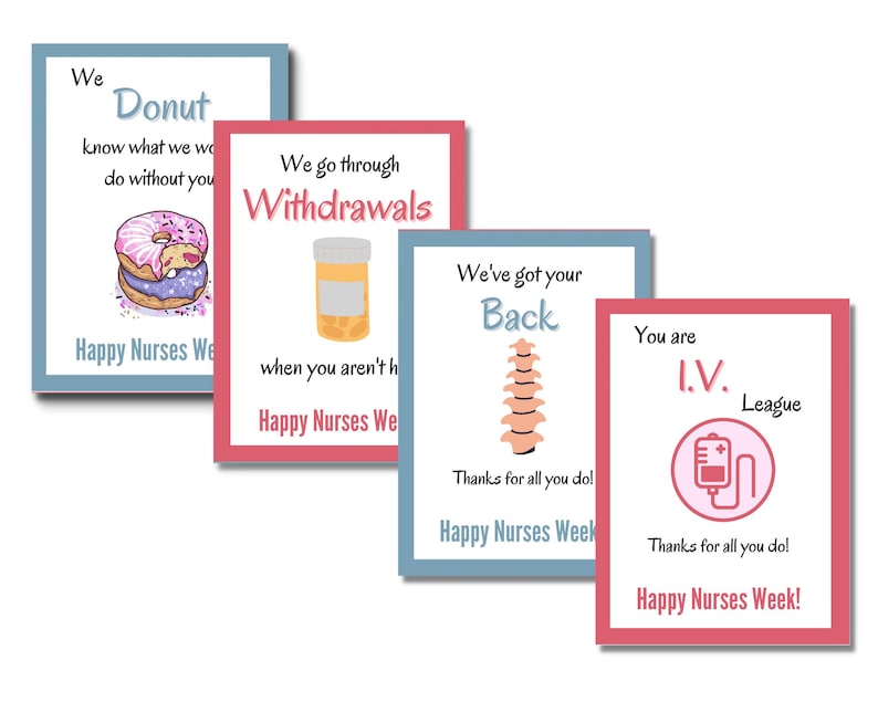 Nurses Week Printable Gift Tags, Nurses Week Funny Medical Cards, Nurse ...