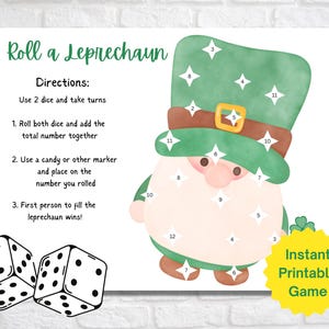 Roll a Leprechaun Dice Game for Kids, St Patricks Printable Candy Dice ...