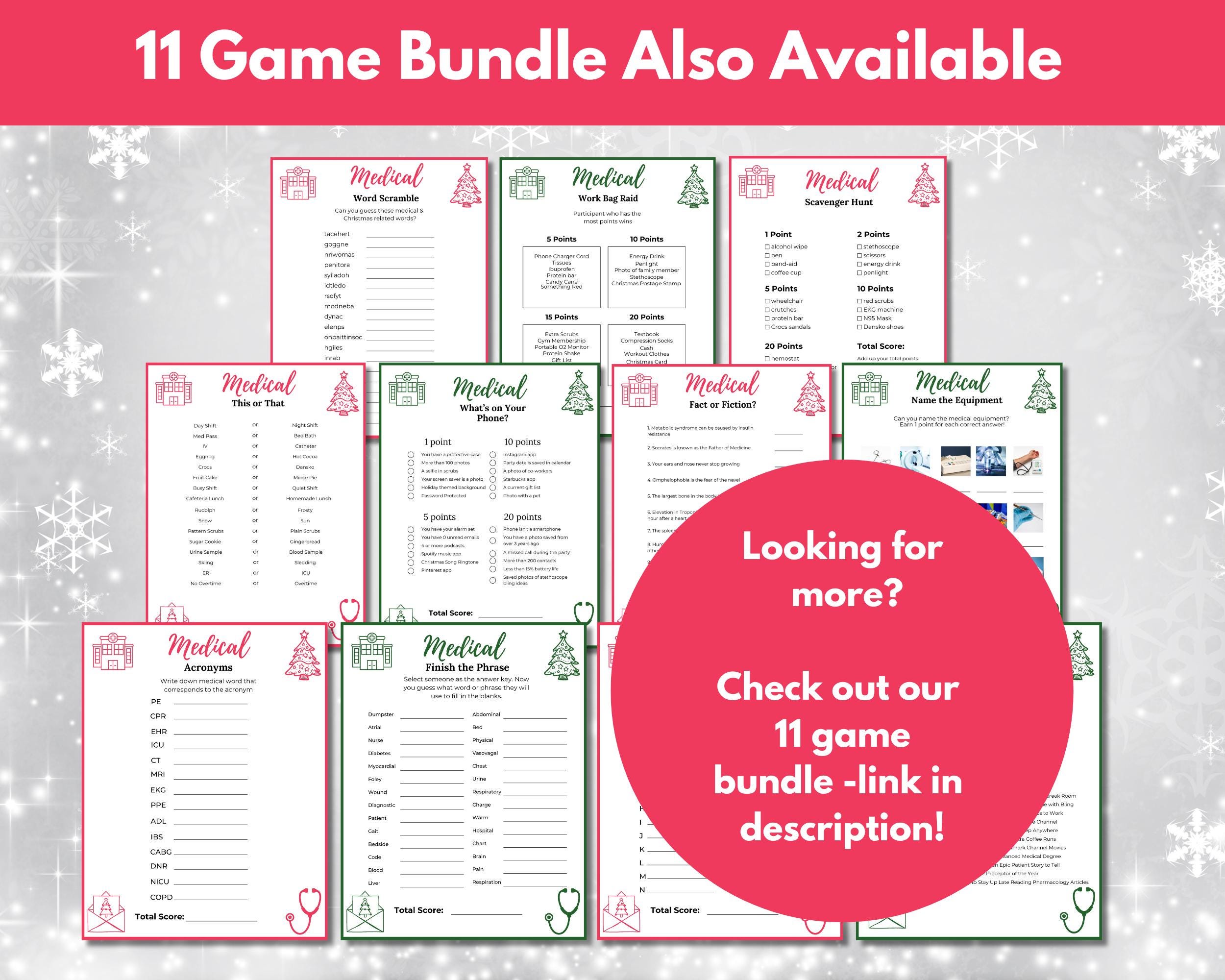 Christmas Medical A to Z Race Game, Team Building Game, Icebreaker Game ...