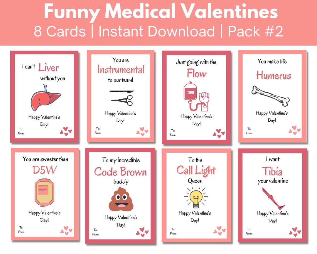 Funny Medical Valentine's Day Cards, 8 Pack for Doctors, Nurses ...