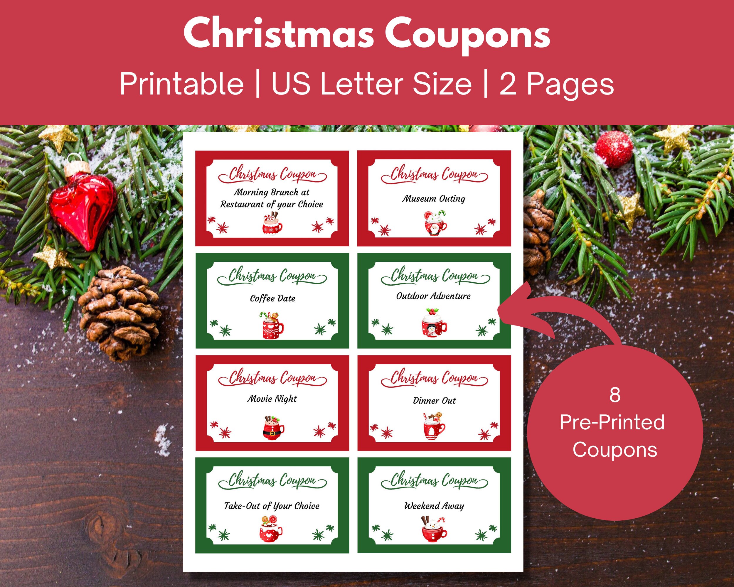 Printable Christmas Coupon Book Gift for Him and Her - Etsy
