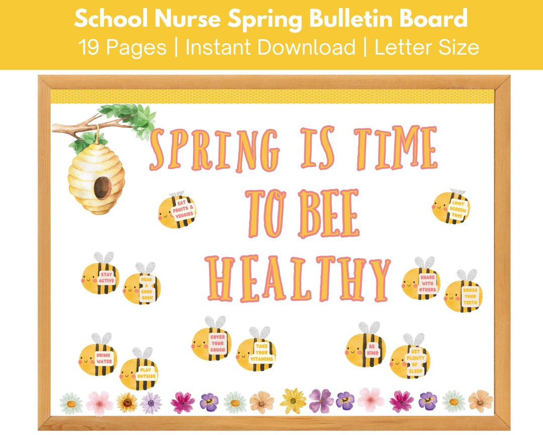 School Nurse Spring Bulletin Board, Teacher Bulletin Board Kit, School ...