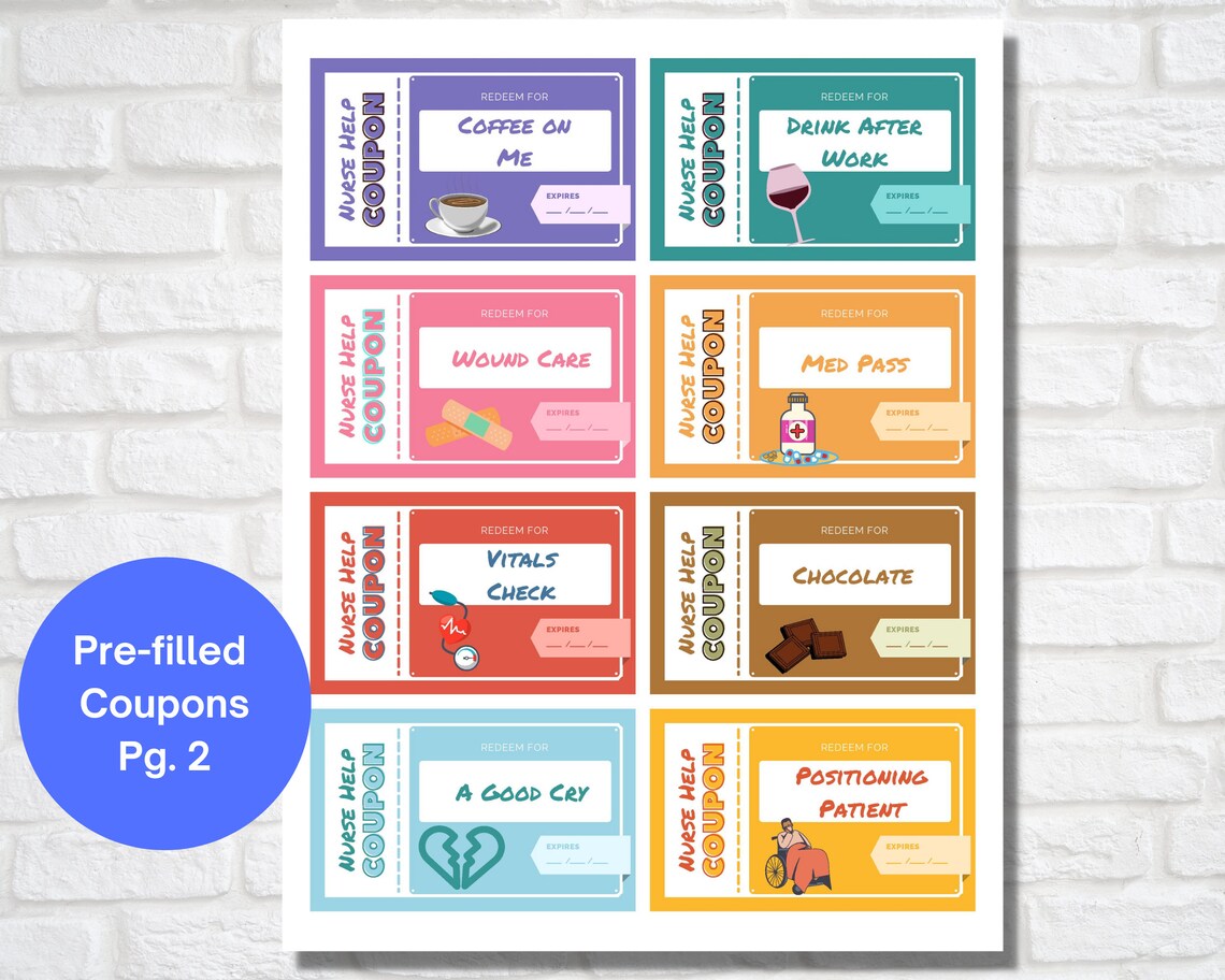 Nurse Printable Coupons, Nurse Support Gift, Nurse Gift, Nurses Week ...