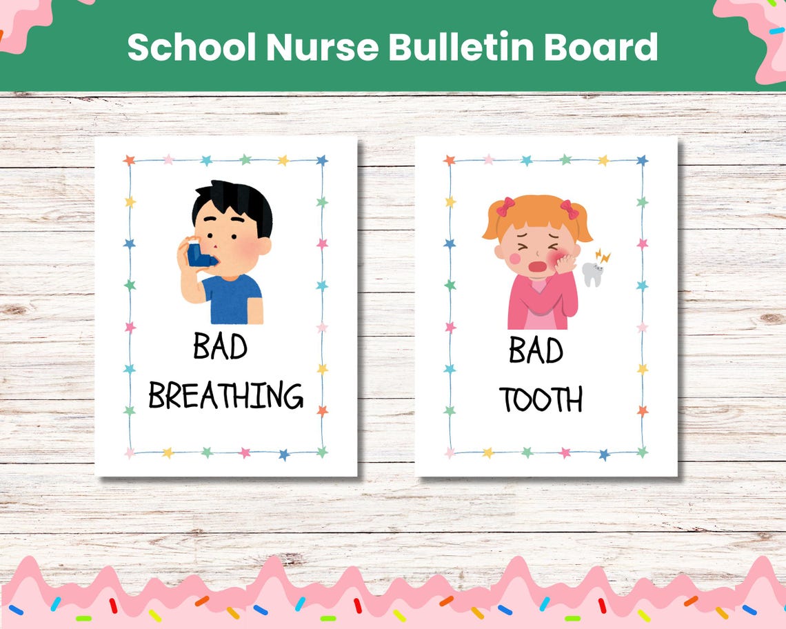 School Nurse Bulletin Board Kit, When to Visit the School Nurse Posters ...