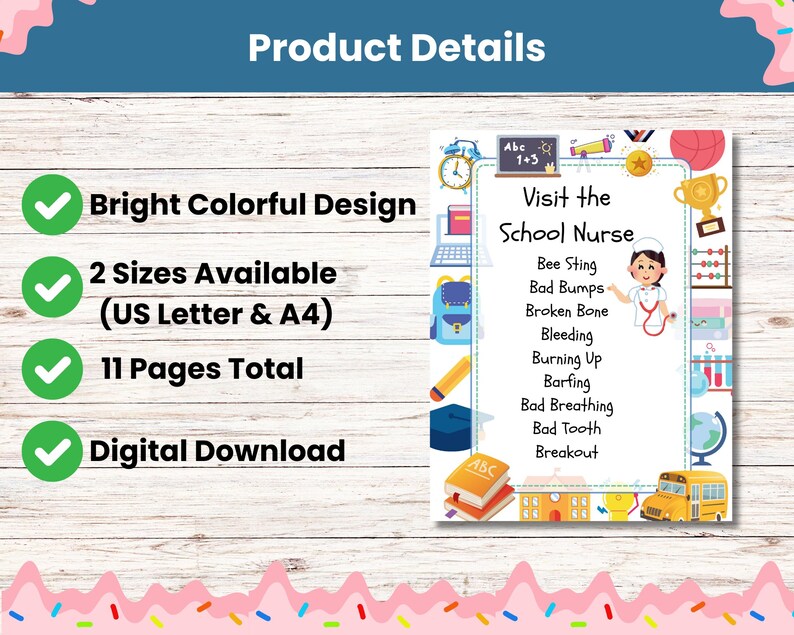 School Nurse Bulletin Board Kit, When to Visit the School Nurse Posters ...