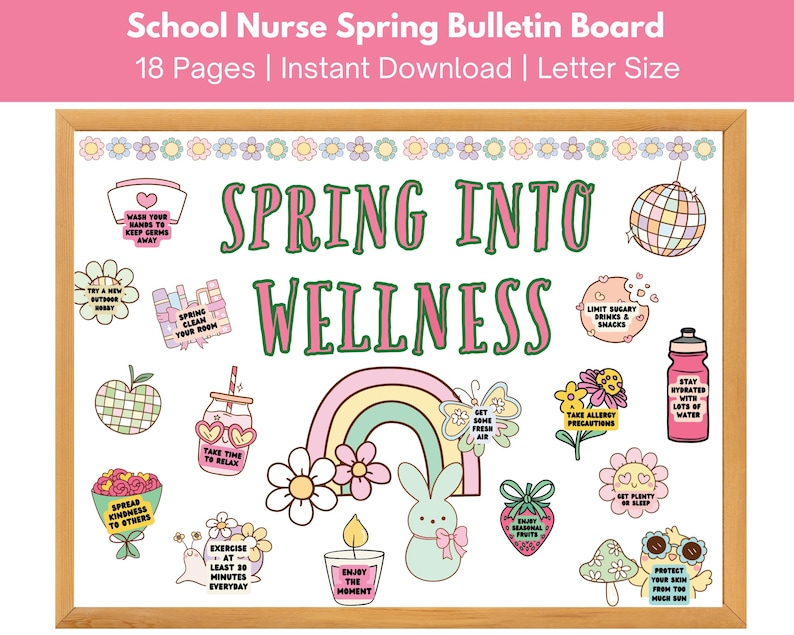 School Nurse Spring Bulletin Board, Teacher Bulletin Board Kit, School ...