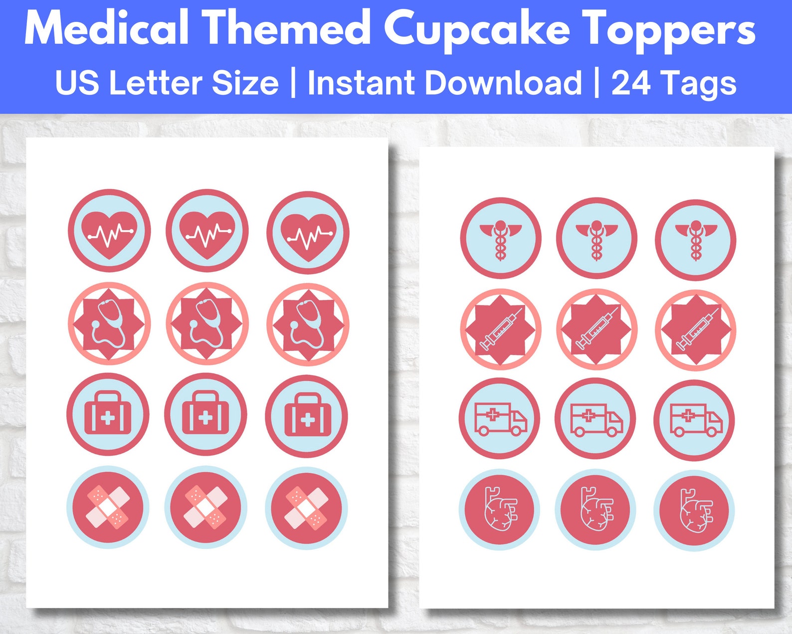 Medical Theme Party Cupcake Toppers or Treat Tags for Doctors & Nurses ...