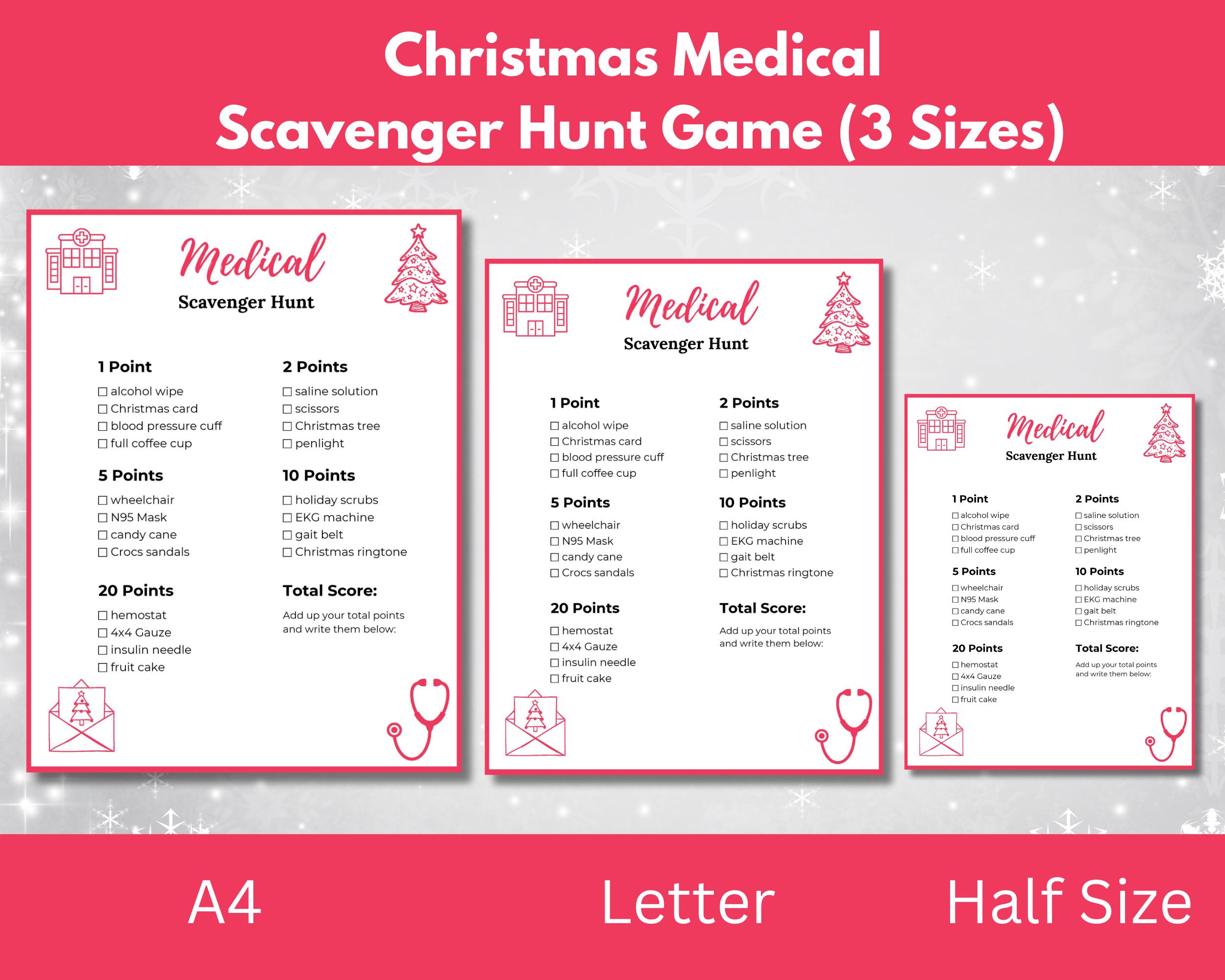 Christmas Medical Scavenger Hunt, Icebreaker Games, Hospital Staff ...