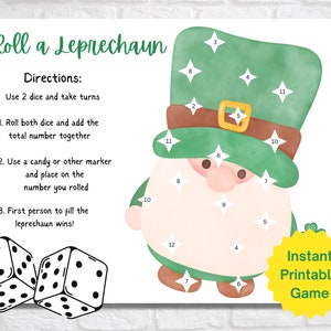 Roll a Leprechaun Dice Game for Kids, St Patricks Printable Candy Dice ...