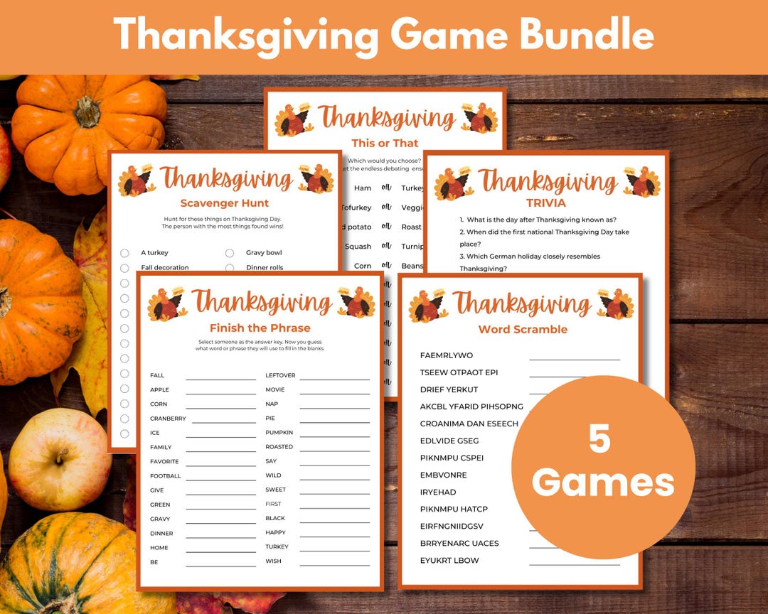 Thanksgiving Game Bundle | Scavenger Hunt | This or That | Finish the ...
