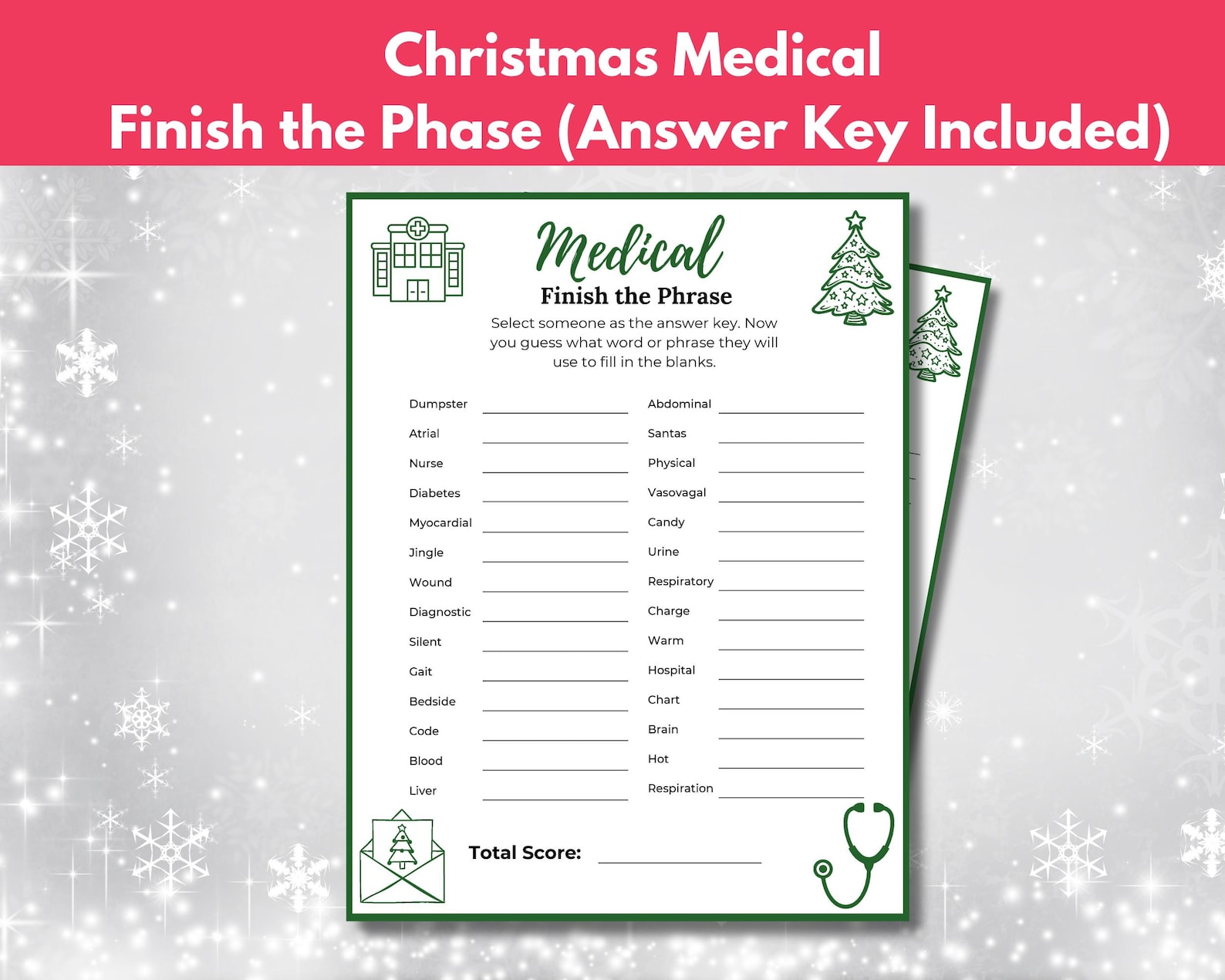 Christmas Medical Finish the Phrase Game, Fun Christmas Game ...