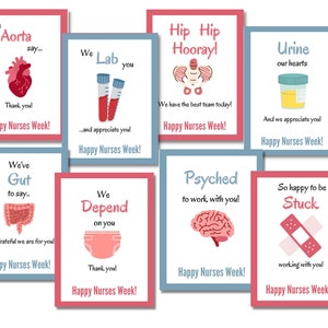 Nurses Week Printable Gift Tags, Nurses Week Funny Medical Cards, Nurse ...