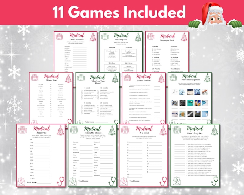 Fun Christmas Medical Game Bundle for Hospital Clinic Staff Parties for ...
