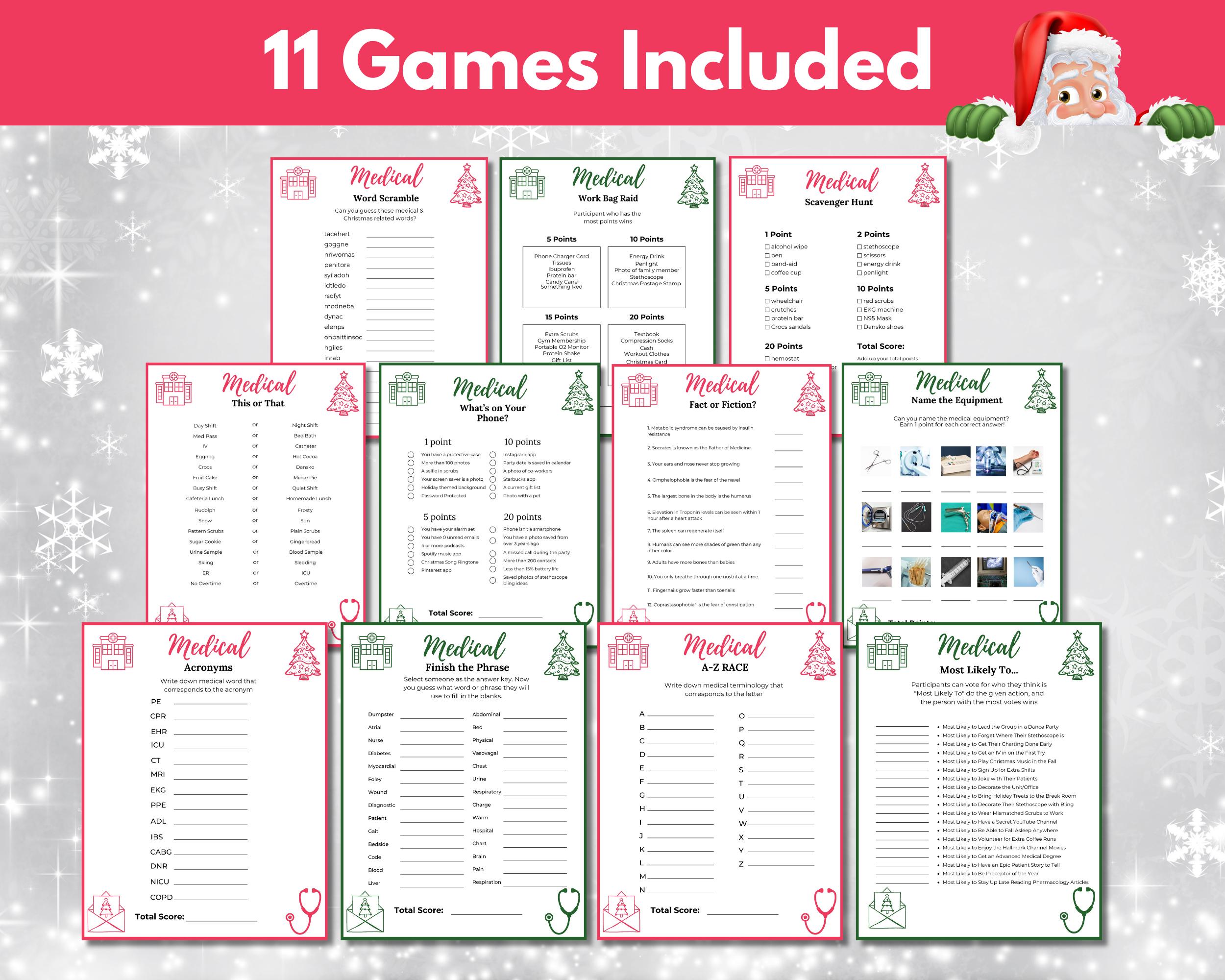 Fun Christmas Medical Game Bundle for Hospital Clinic Staff Parties for ...