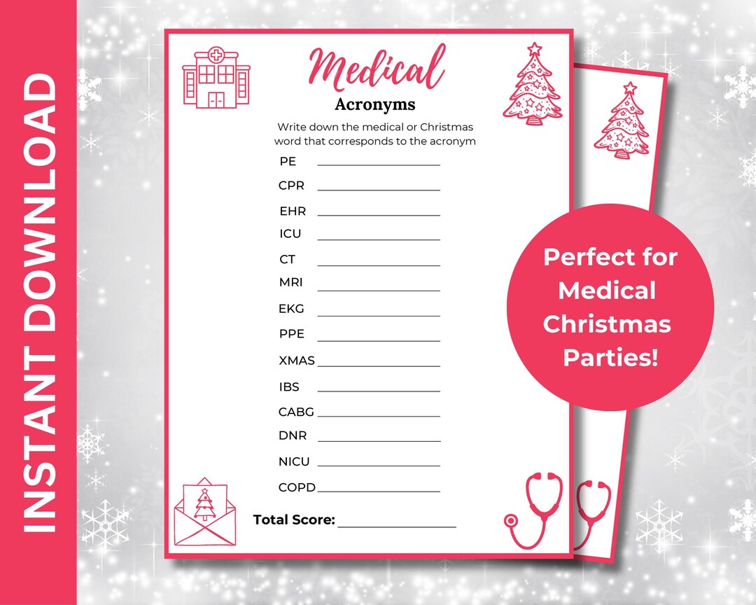 Christmas Medical Acronyms Game, Fun Christmas Game, Icebreaker Games ...