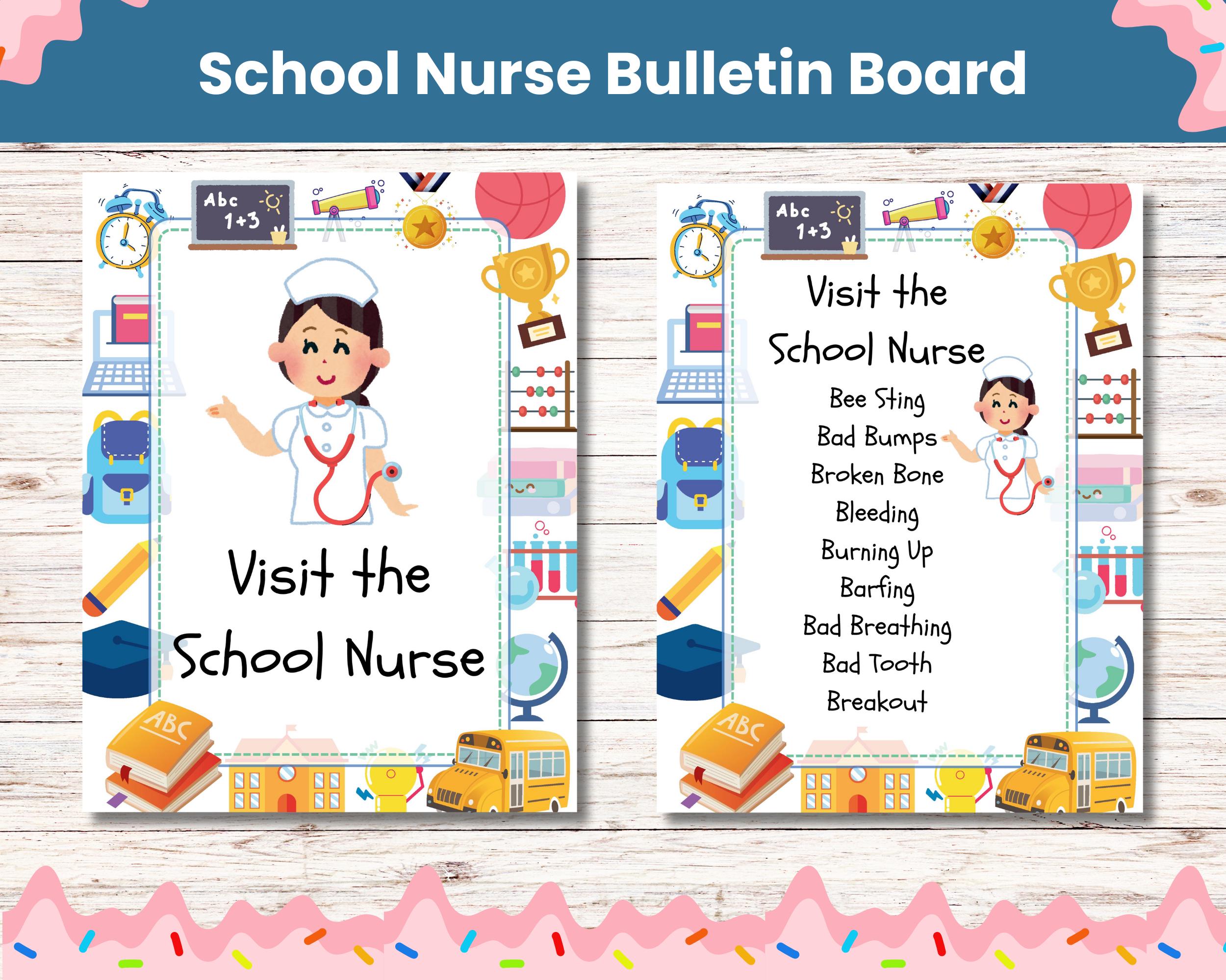 School Nurse Bulletin Board Kit, When to Visit the School Nurse Posters ...