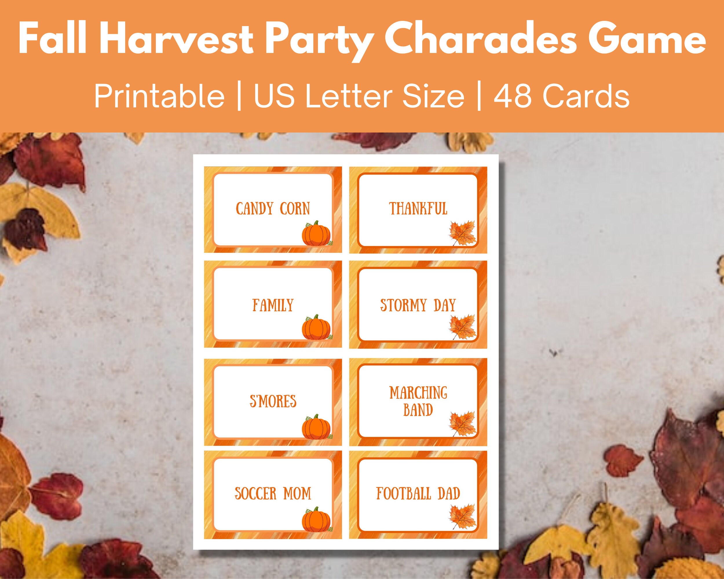 Fall Harvest Party Charades Game Autumn Themed (Instant Download) - Etsy