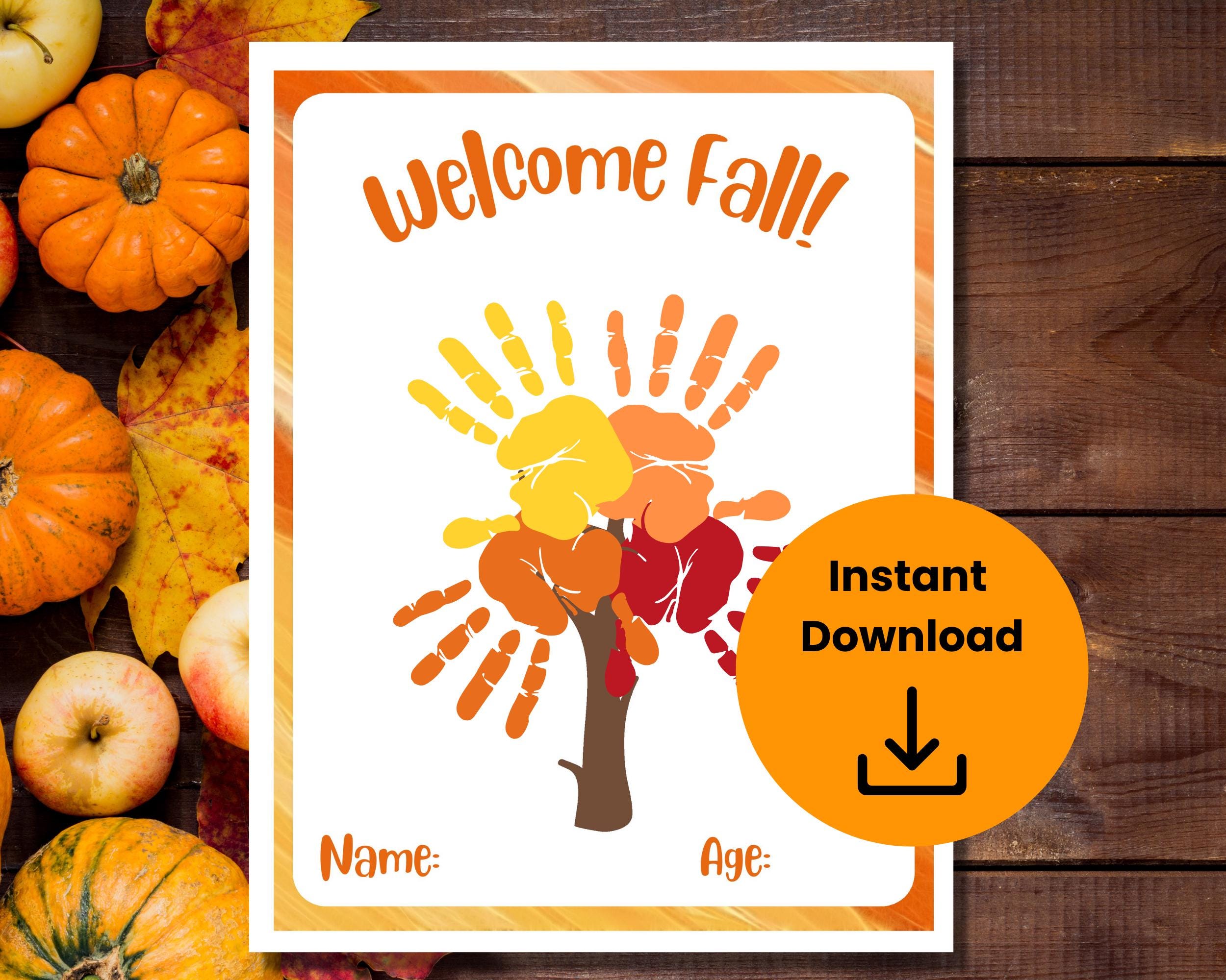 Fall Handprint Art Tree Craft, Autumn Craft for Kids, Printable Fall ...